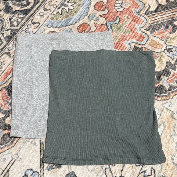 aerie | Tops | Aerie Gray And Dark Green Strapless Tops | Poshmark
